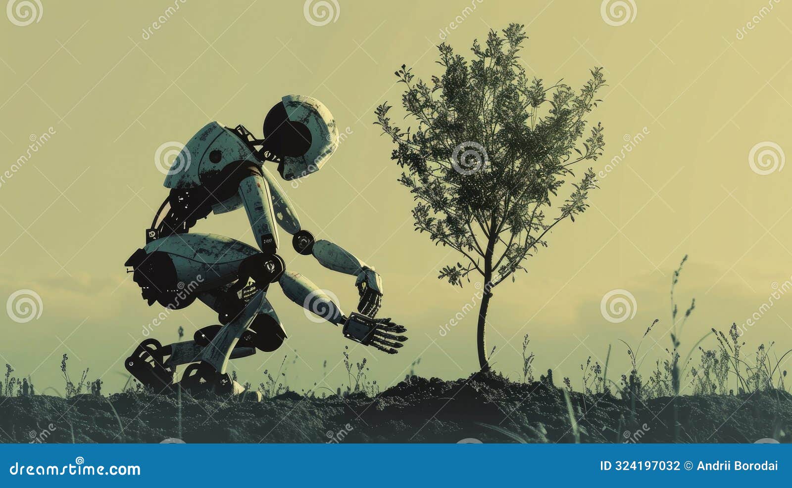 Robotics and Ecology: Collaborative Tree Planting Efforts. Stock ...