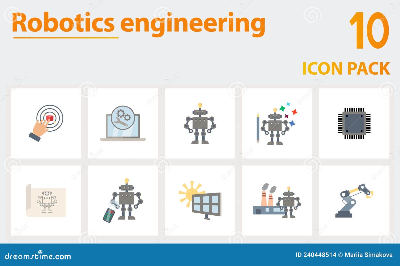 Robotics Engineering Icon Set. Collection of Simple Elements Such As ...