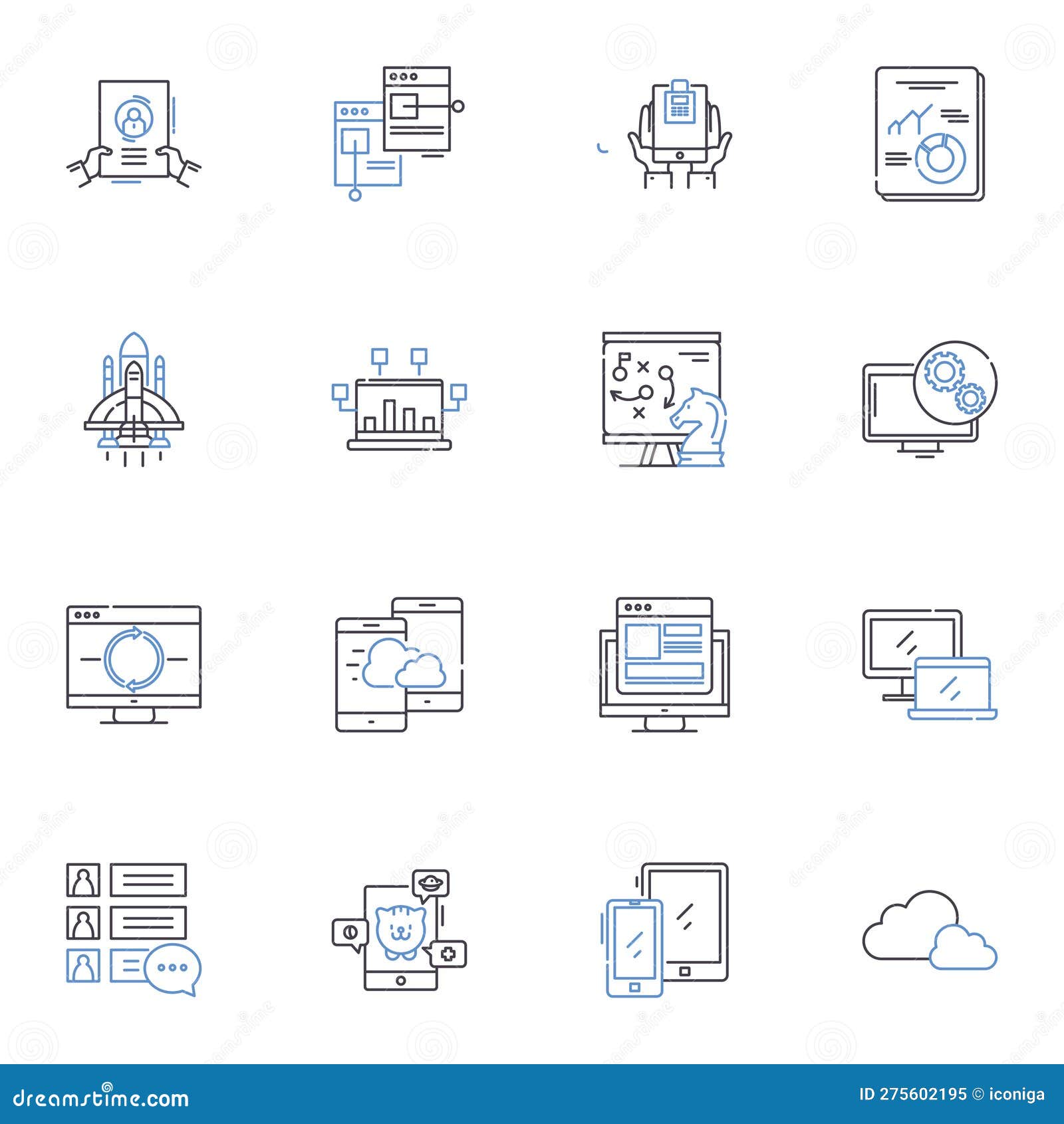 Robotics Engineering Line Icons Collection Automation Coding
