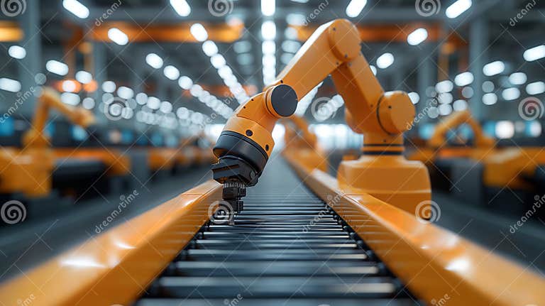 Robotics Factory with Automated Assembly Lines and Robots Programmed Stock Photo - Image of ...