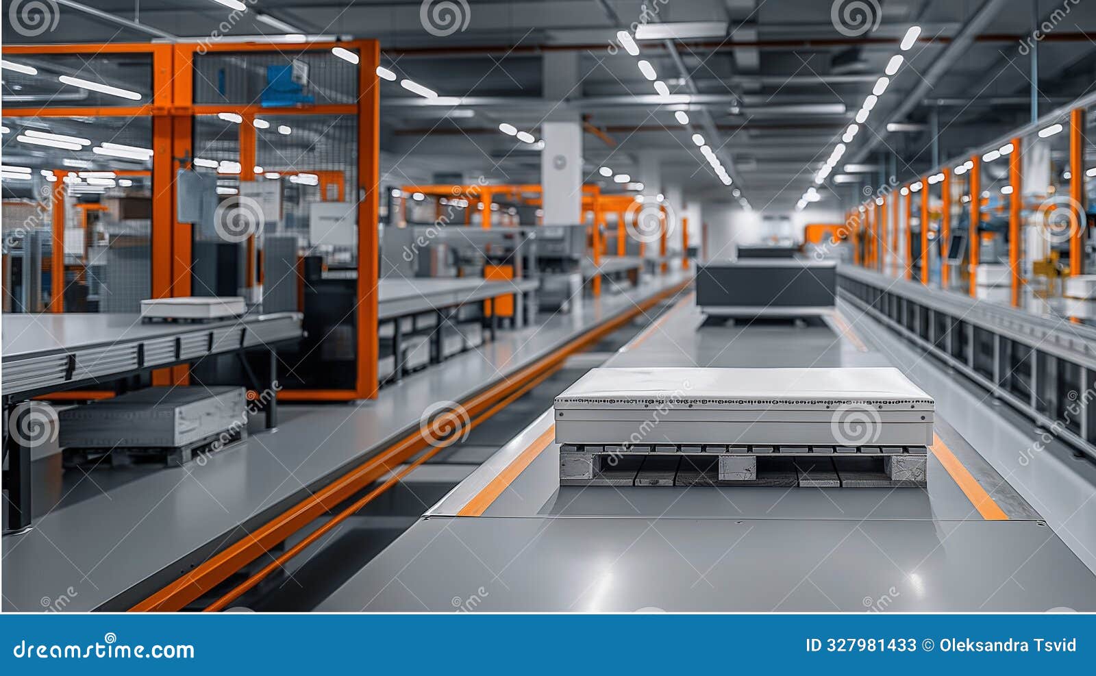 Robotics Factory with Automated Assembly Lines and Robots Programmed Stock Image - Image of ...