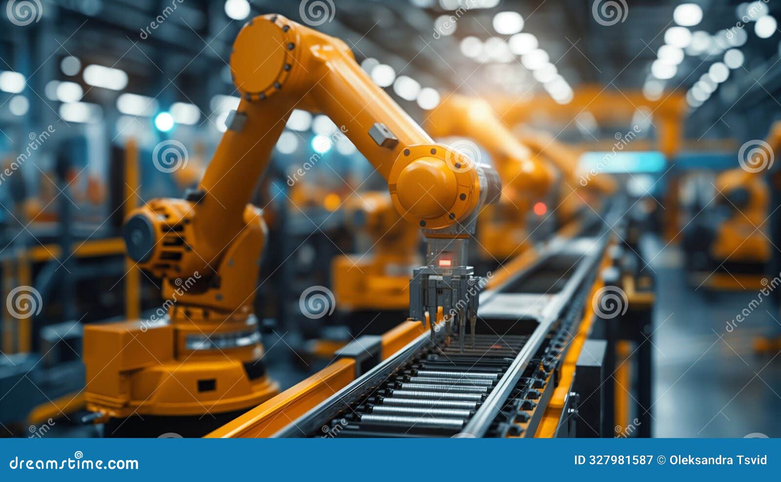 Robotics Factory with Automated Assembly Lines and Robots Programmed Stock Image - Image of ...