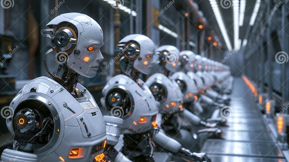 Robotics Factory with Automated Assembly Lines and Robots Programmed Stock Photo - Image of ...