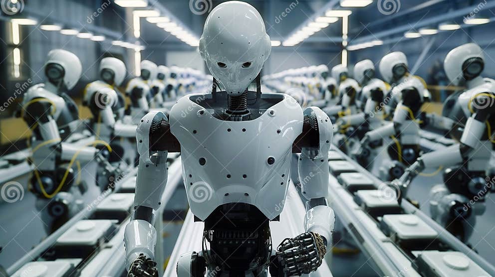 Robotics Factory with Automated Assembly Lines and Robots Programmed Stock Photo - Image of ...