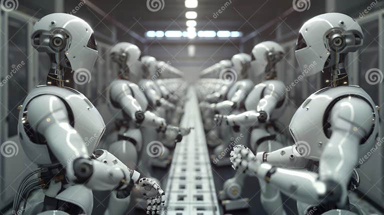 Robotics Factory with Automated Assembly Lines and Robots Programmed Stock Photo - Image of ...