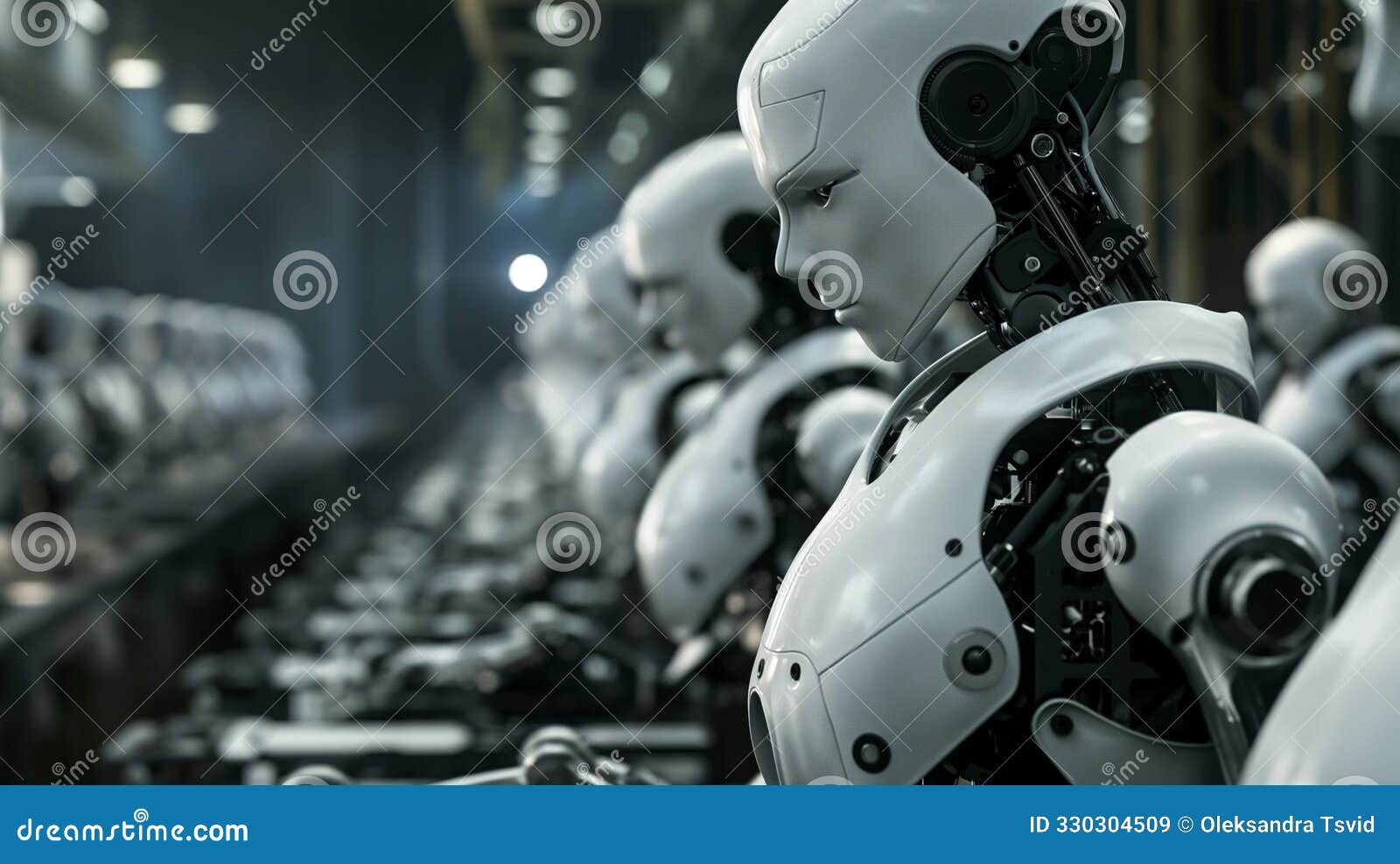 Robotics Factory with Automated Assembly Lines and Robots Programmed Stock Image - Image of ...
