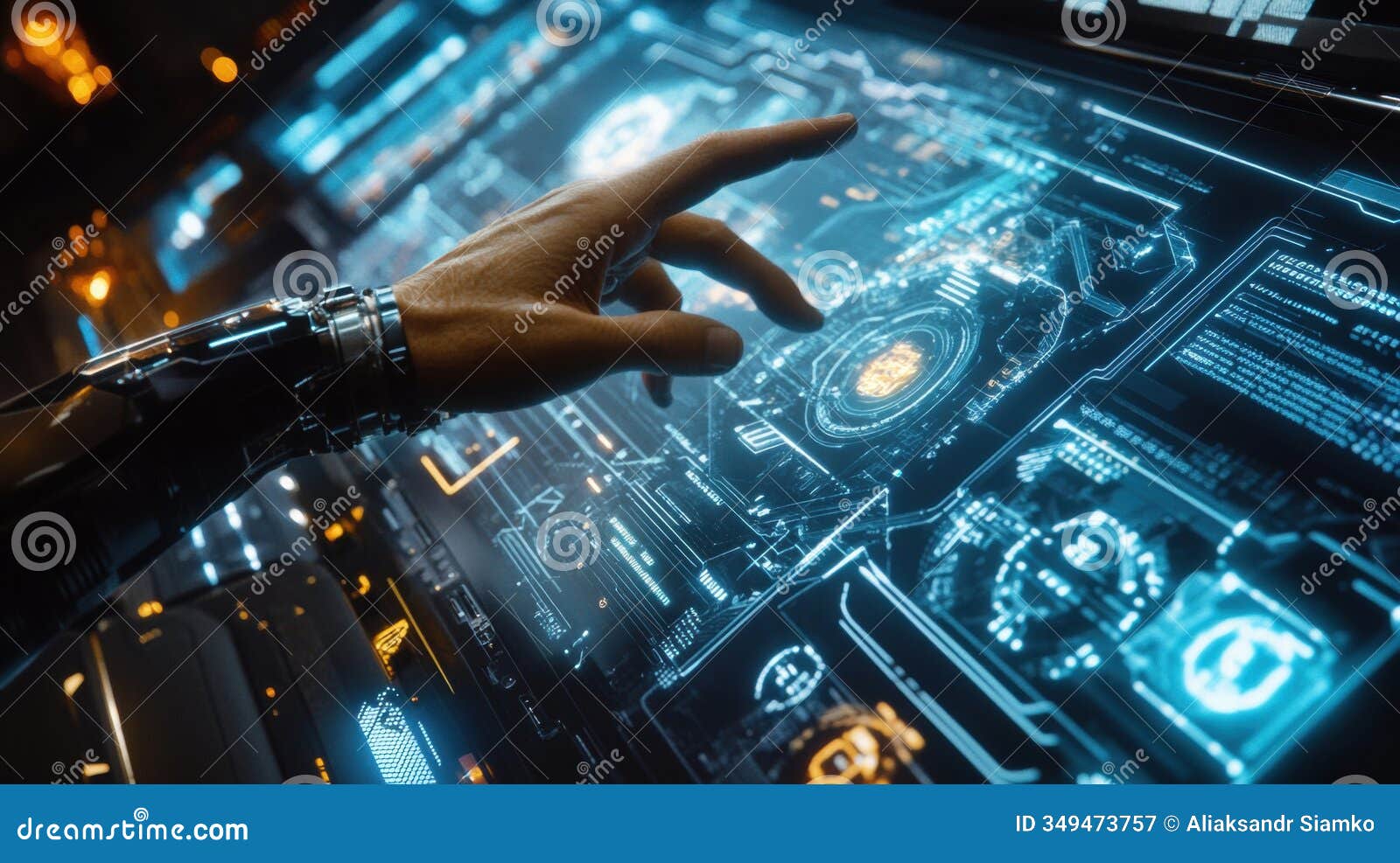 Robotics Hand Interacting with Futuristic Tech Designs for Smart ...