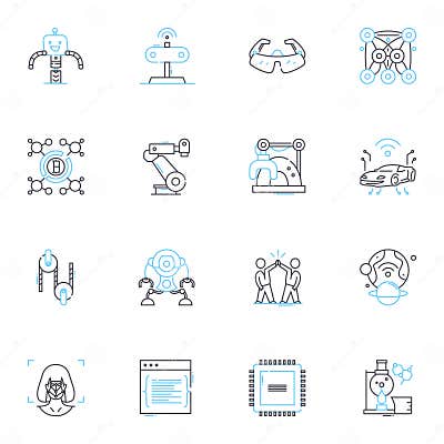 Robotics Industry Linear Icons Set. Automation, AI, Sensors, Servos ...