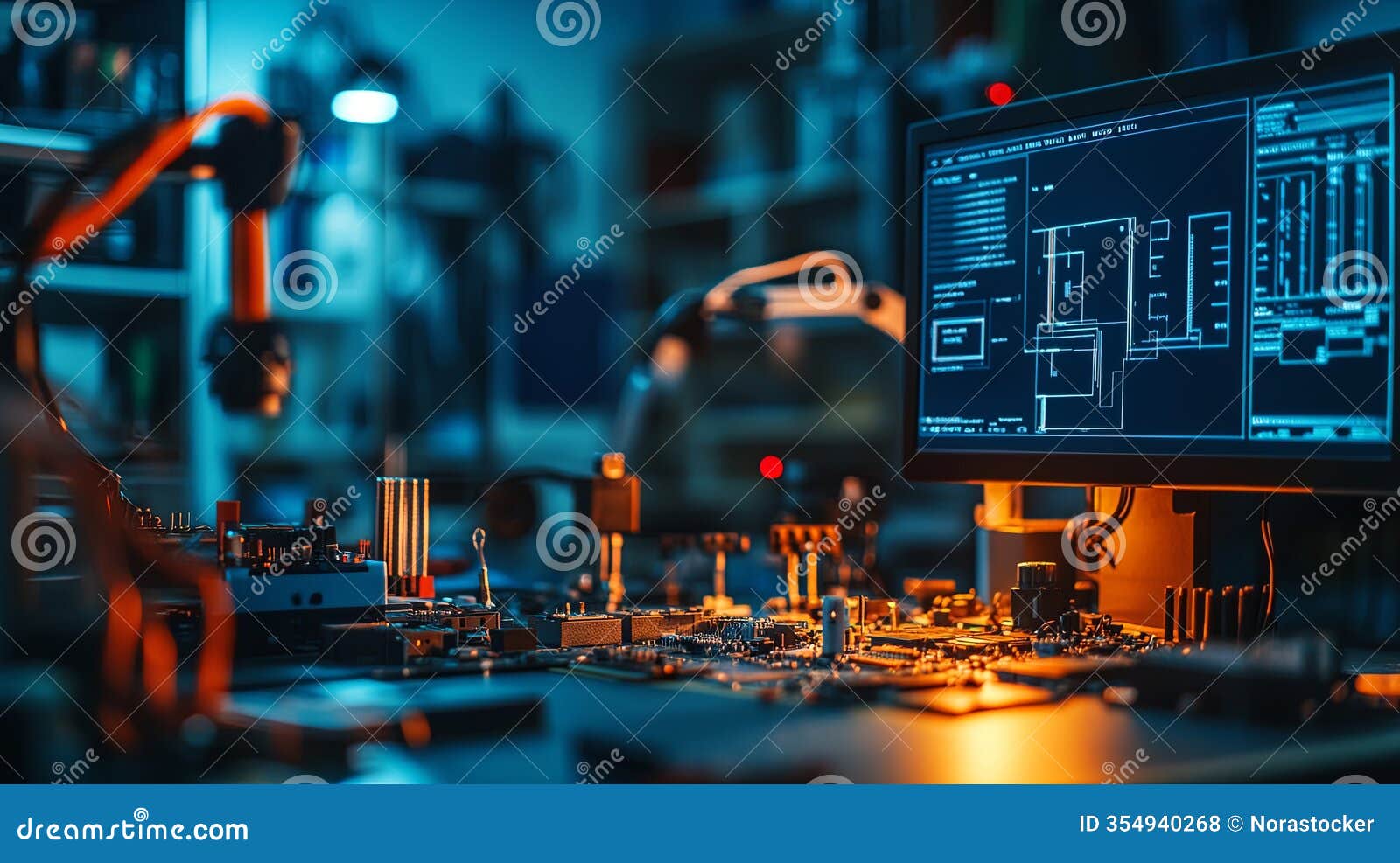 A Robotics Lab with Circuits, Soldering Tools, and a Programming Stock ...