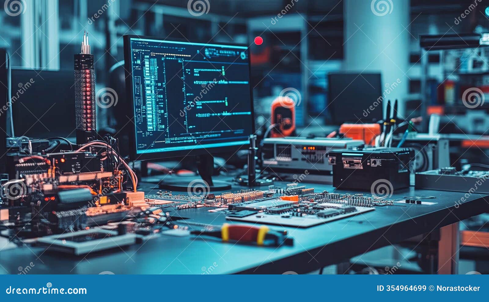 A Robotics Lab With Circuits Soldering Tools And A Programming Stock 0968