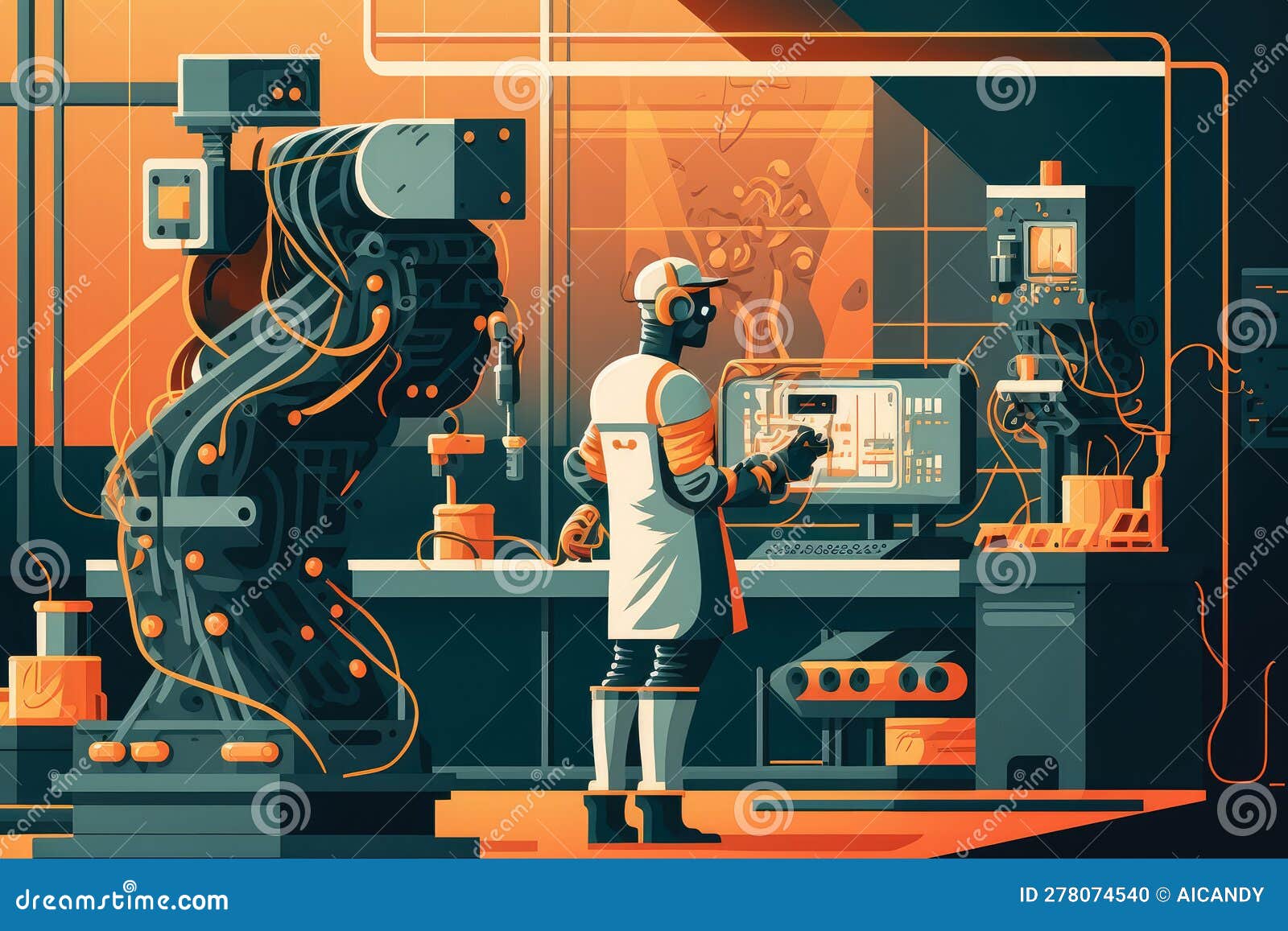 Robotics Lab with Engineers Testing and Troubleshooting Advanced ...