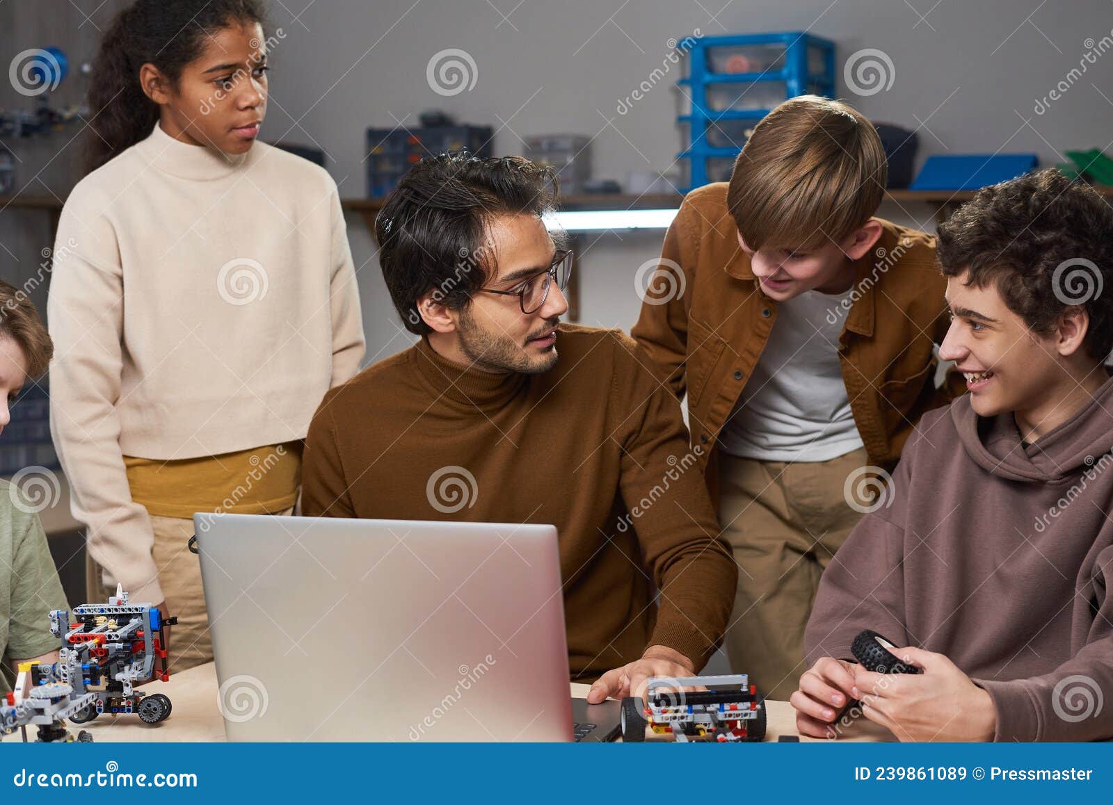 Robotics Lesson with Students at School Stock Image - Image of learning ...