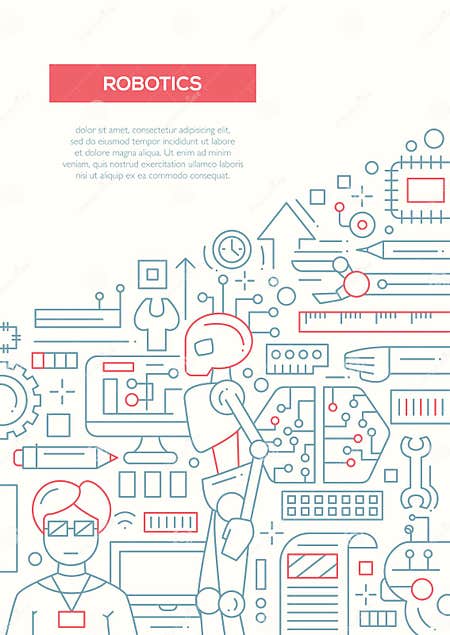 Robotics - Line Design Brochure Poster Template A4 Stock Vector ...