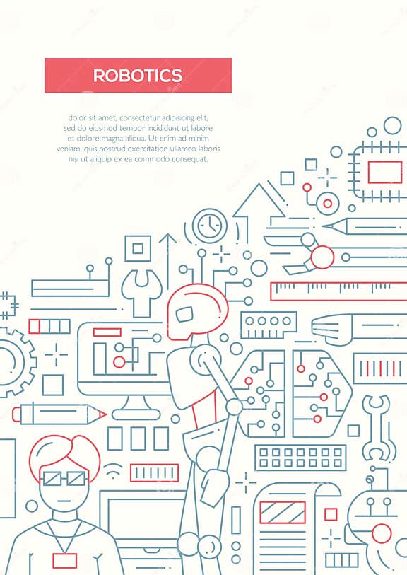 Robotics - Line Design Brochure Poster Template A4 Stock Vector ...