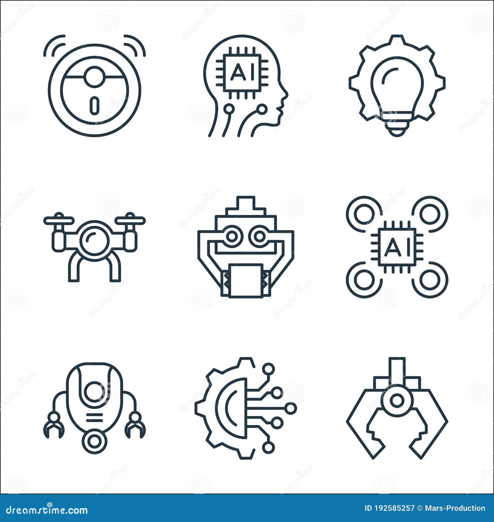 Robotics Line Icons. Linear Set Stock Vector - Illustration of ...