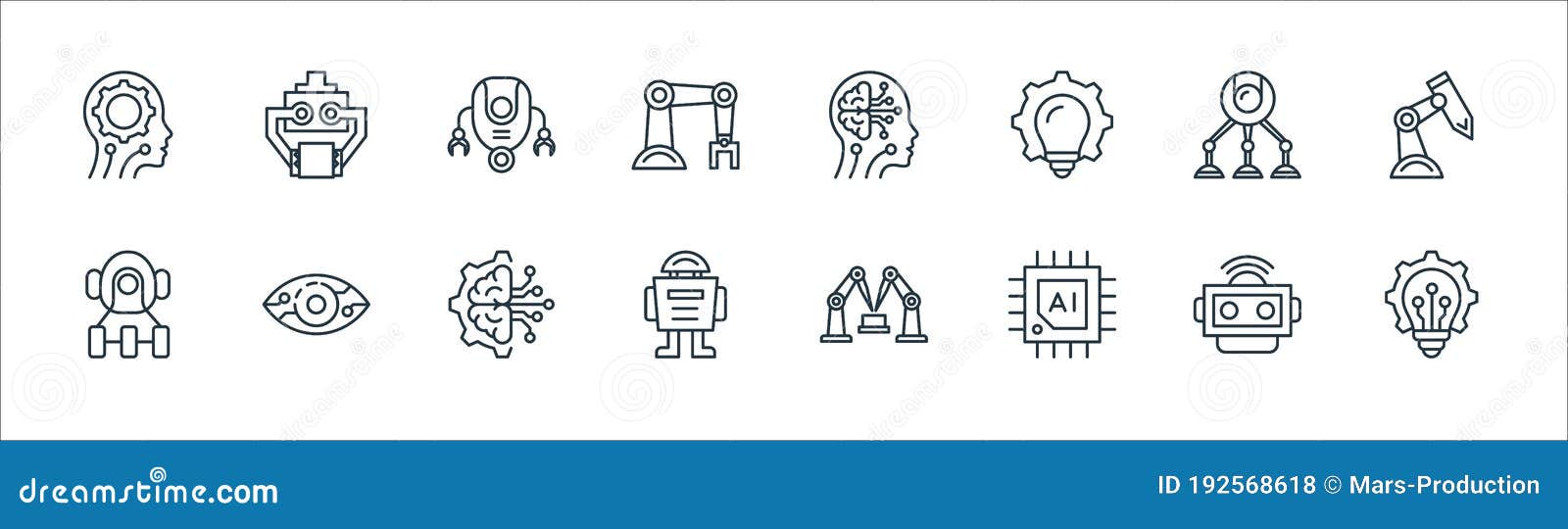 Robotics Line Icons. Linear Set Stock Vector - Illustration of cute, element: 192568618