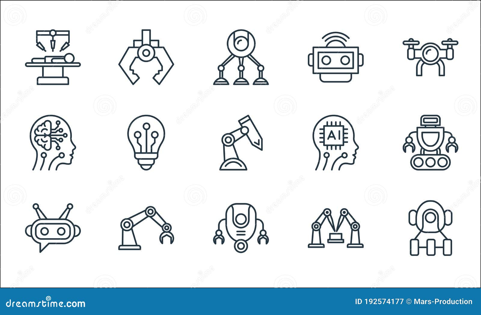 Robotics Line Icons. Linear Set Stock Vector - Illustration of concept ...