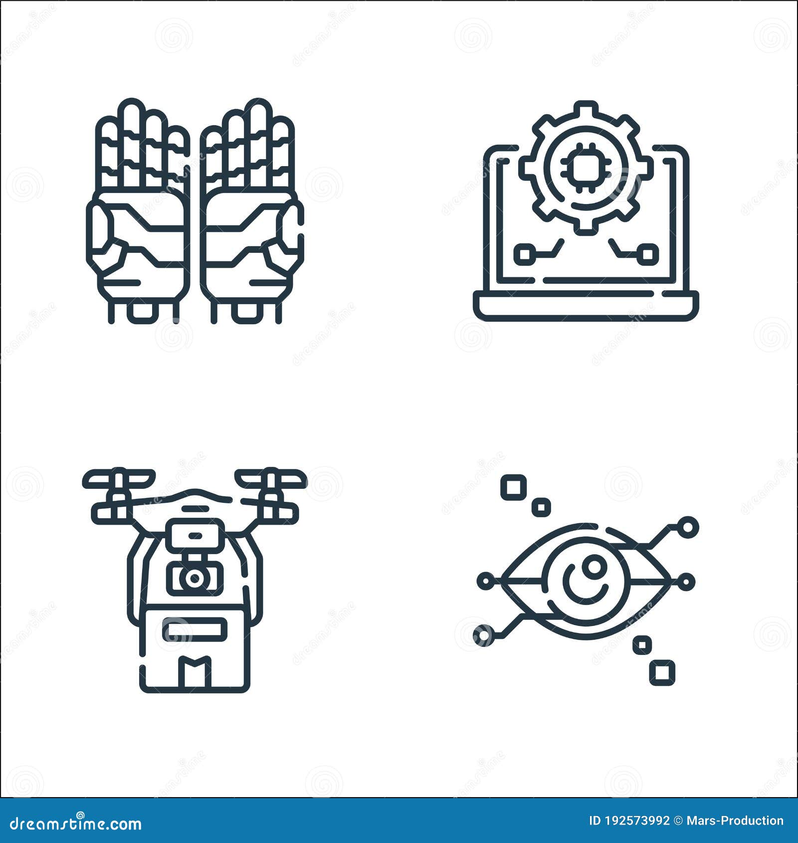 Robotics - Line Design Brochure Poster Template A4 Cartoon Vector ...