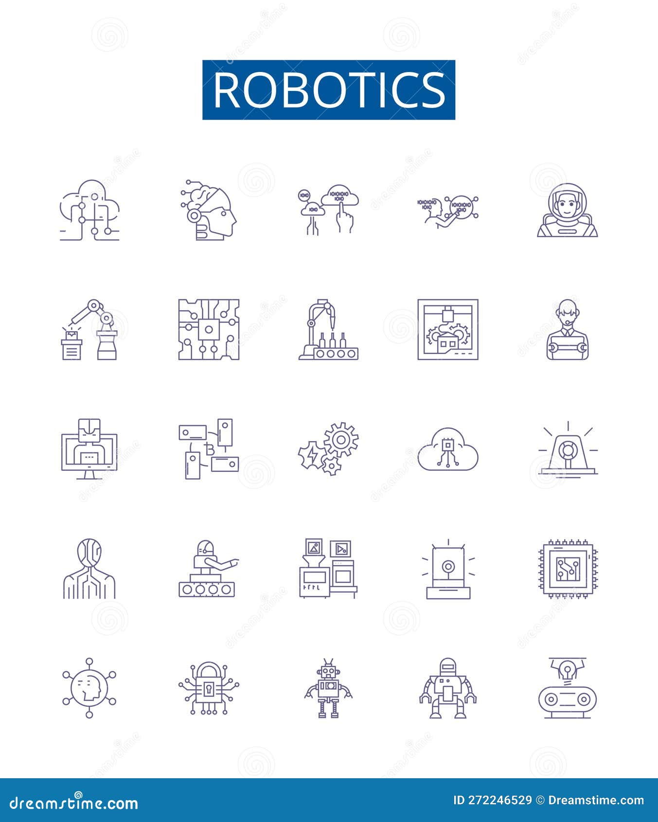 Robotics Line Icons Signs Set. Design Collection of Robotics, Automation, Artificial ...