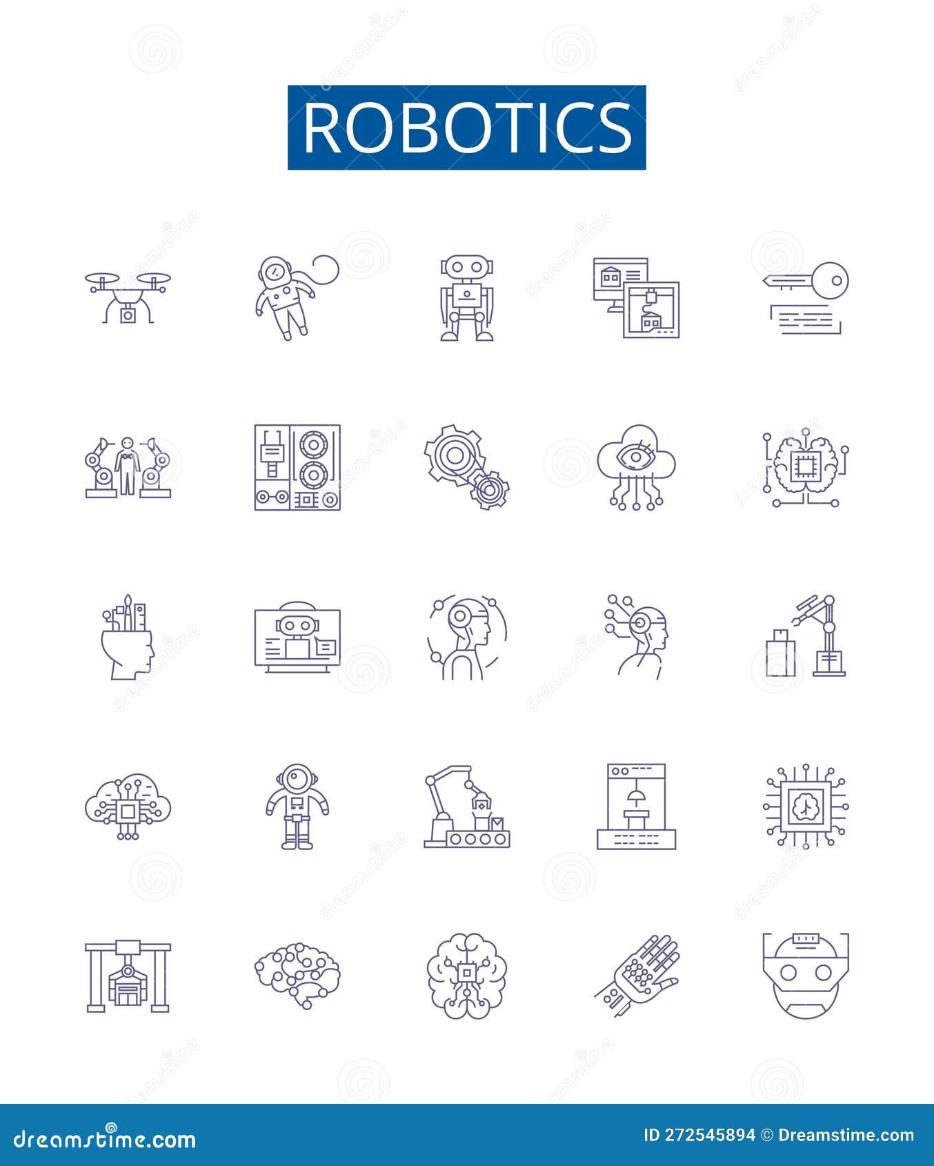 Robotics Line Icons Signs Set. Design Collection of Robotics, Automation, Artificial ...