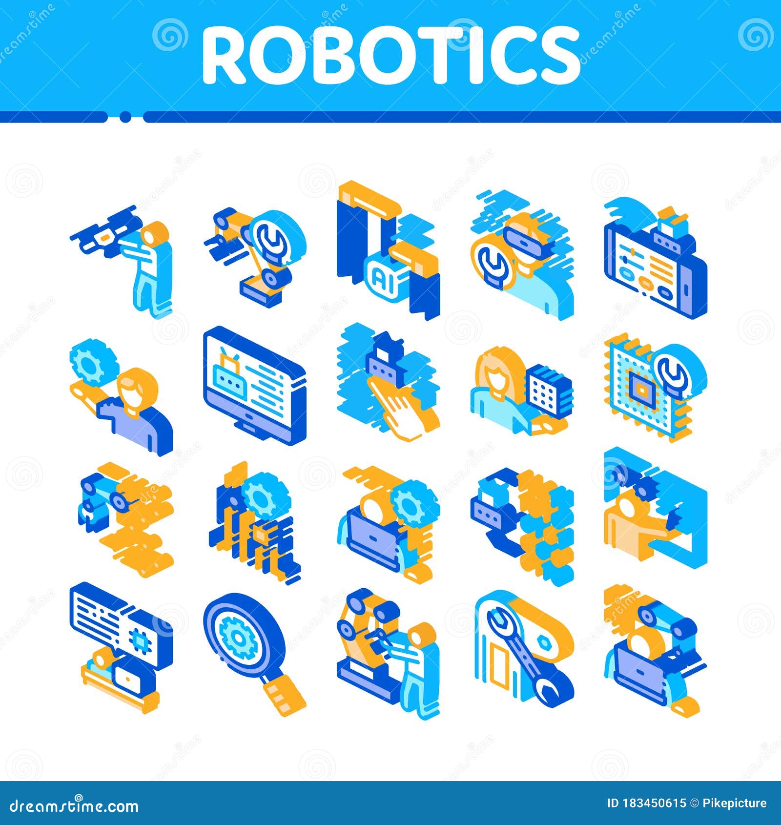 Robotics Master Isometric Icons Set Vector Stock Vector - Illustration ...