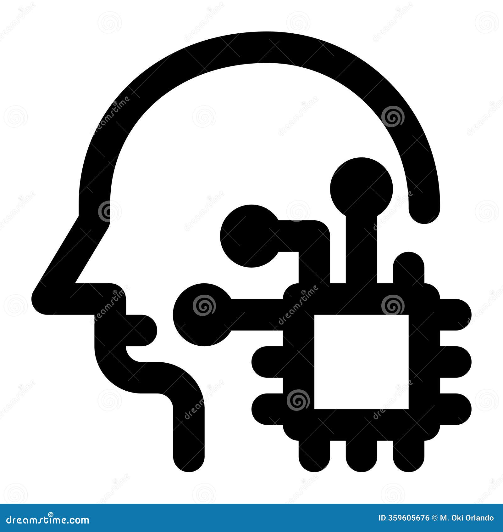 Artificial Intelligence, Cyborg Outline Icon Stock Illustration ...
