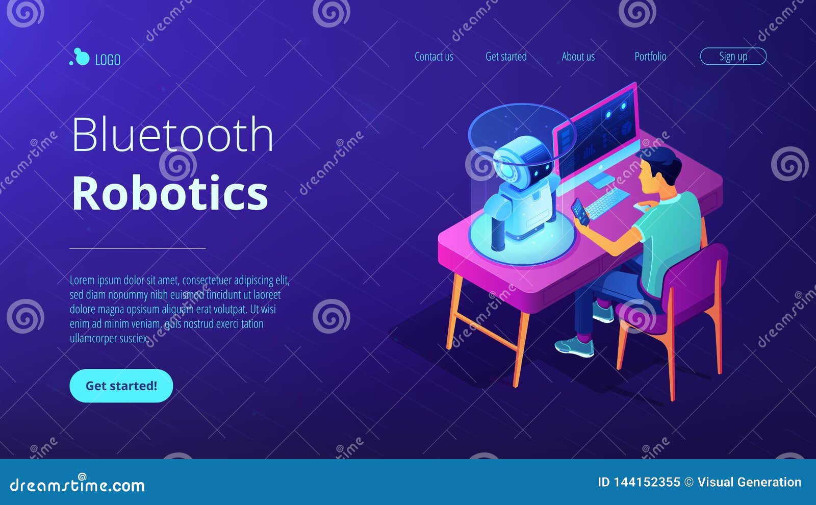 Robotics Programming Isometric3D Landing Page. Editorial Image ...