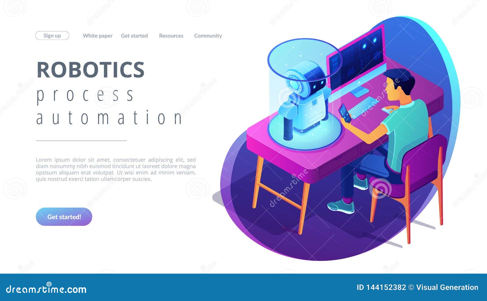 Robotics Programming Isometric3D Landing Page. Stock Vector ...