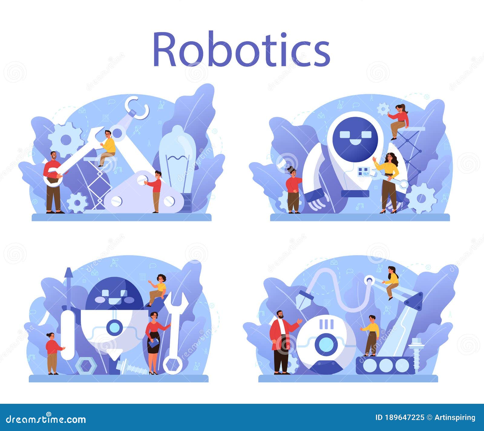 Robotics School Subject Concept Set. Robot Engineering Stock Vector ...