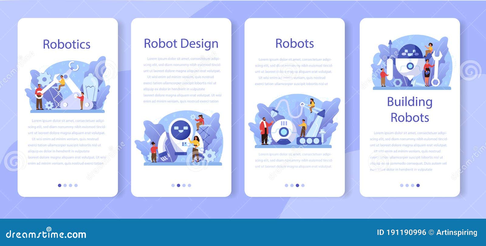 Robotics School Subject Mobile Application Banner Set. Robot Stock ...