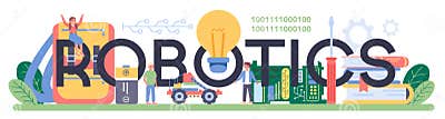 Robotics School Subject Typographic Header. Robot Engineering Stock ...