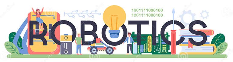 Robotics School Subject Typographic Header. Robot Engineering Stock ...