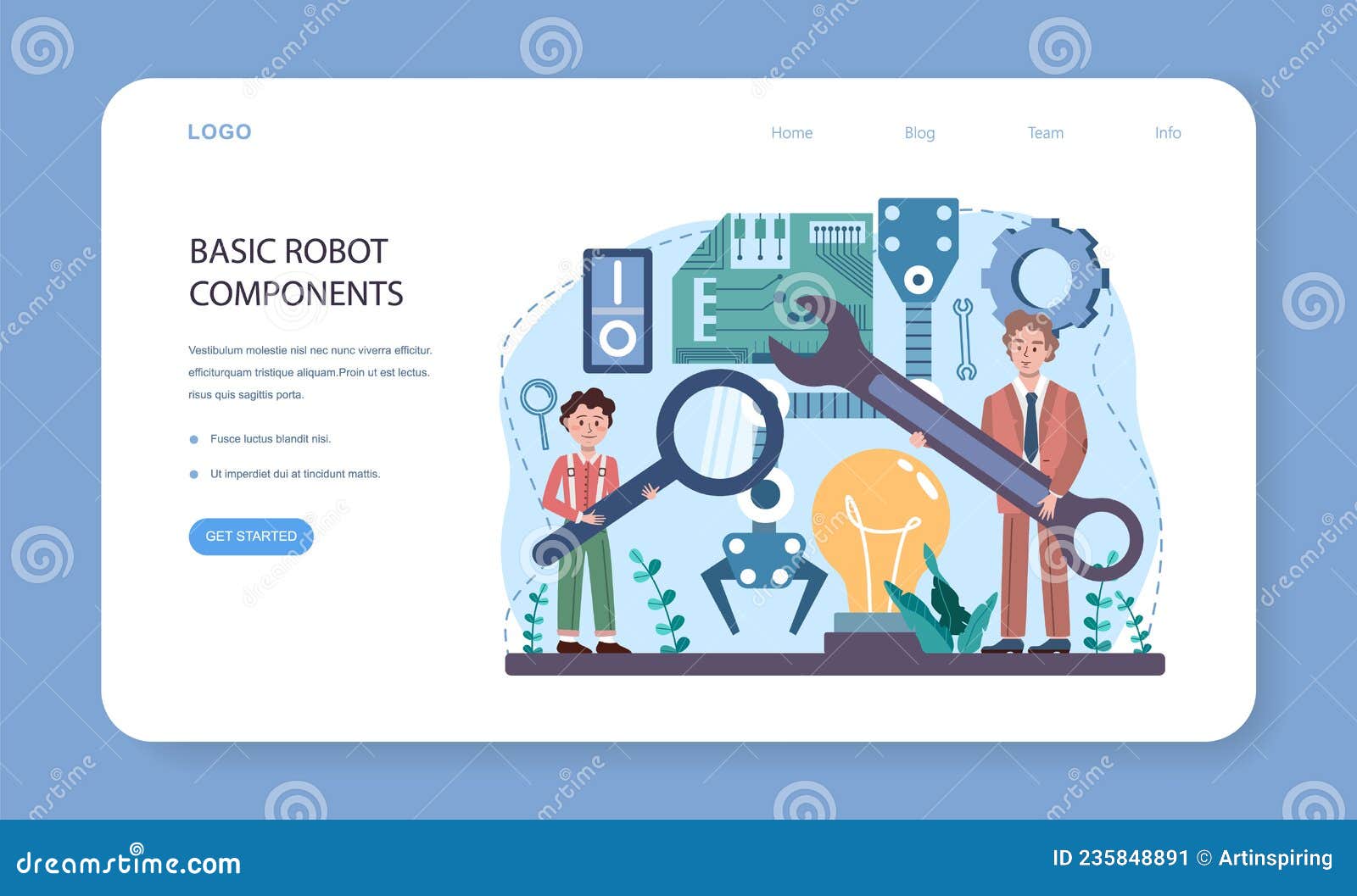 Robotics School Subject Web Banner or Landing Page. Students Learning ...