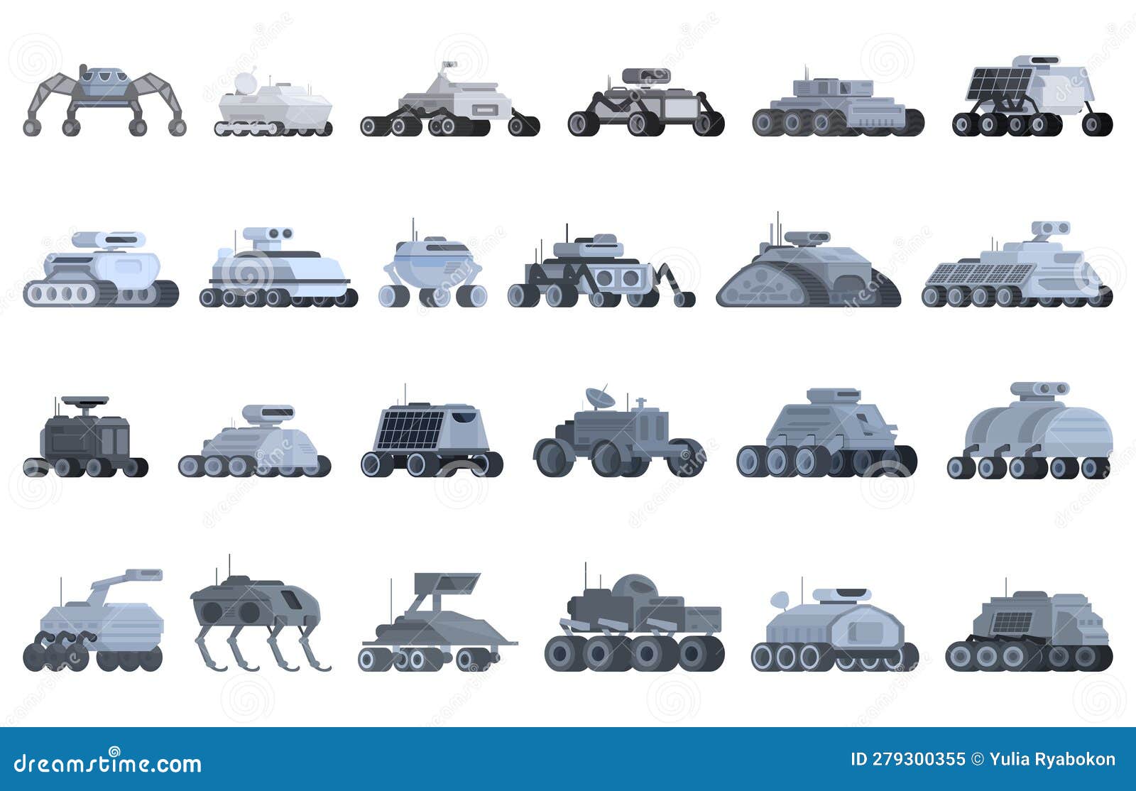 Robotics in Space Icons Set Cartoon . Machine Space Stock Illustration ...