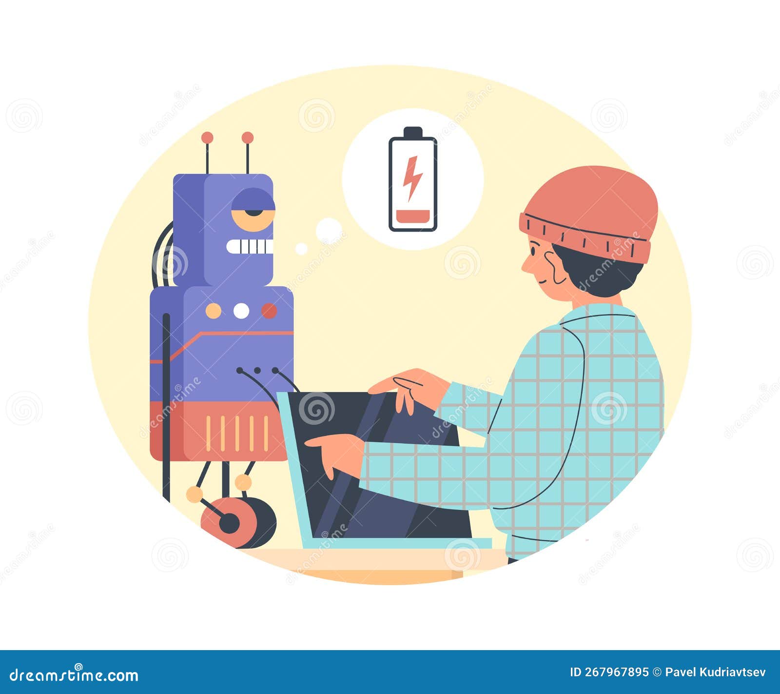 Robotics and Studying of Electronic Technology for Kids, Flat Vector ...