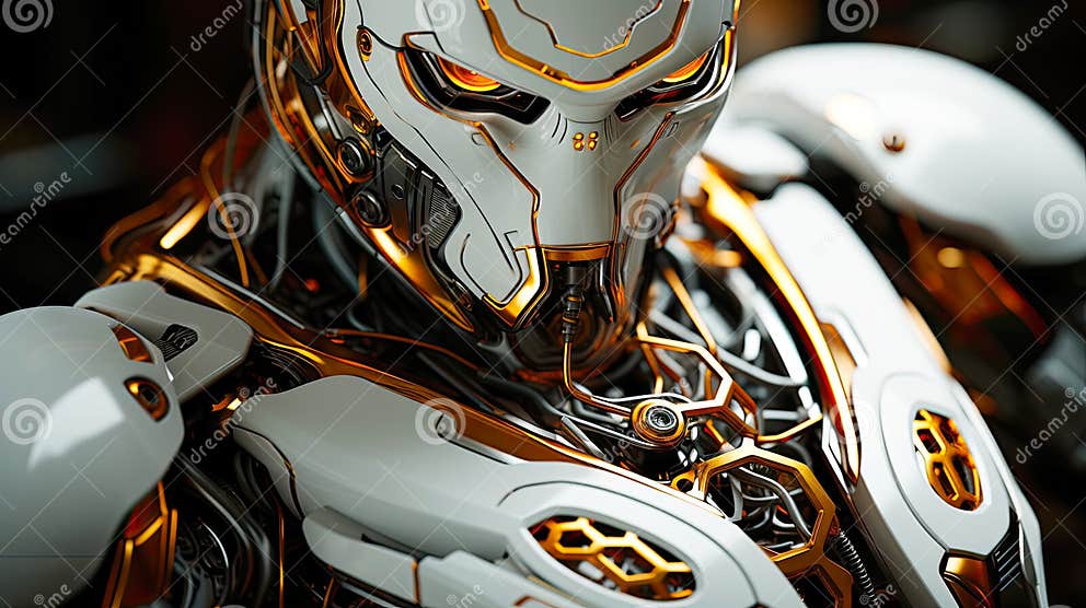 Robotics Technologies, Robot Head Close-up. Generative AI Stock ...