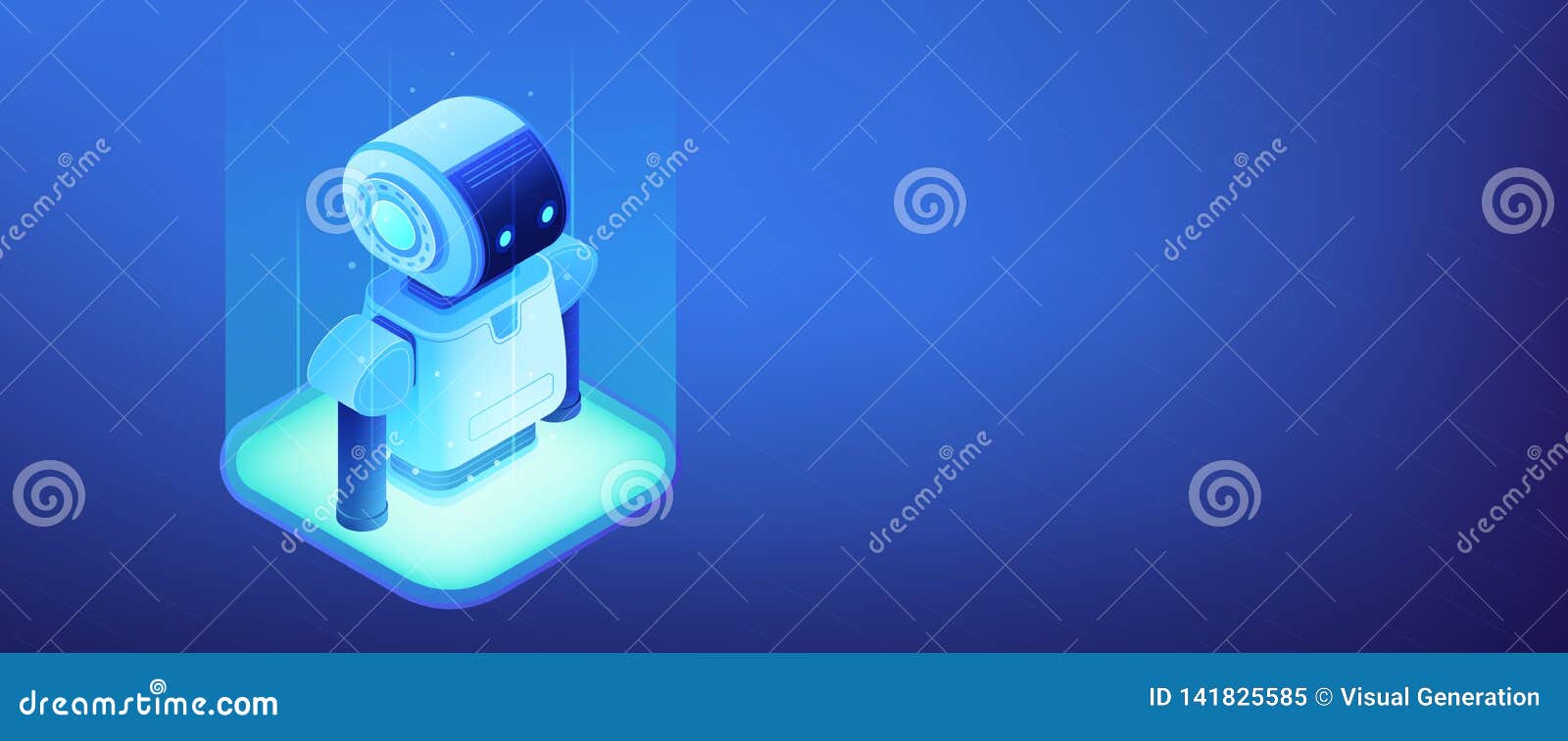 Robotics Technology Isometric 3D Banner Header. Stock Vector ...