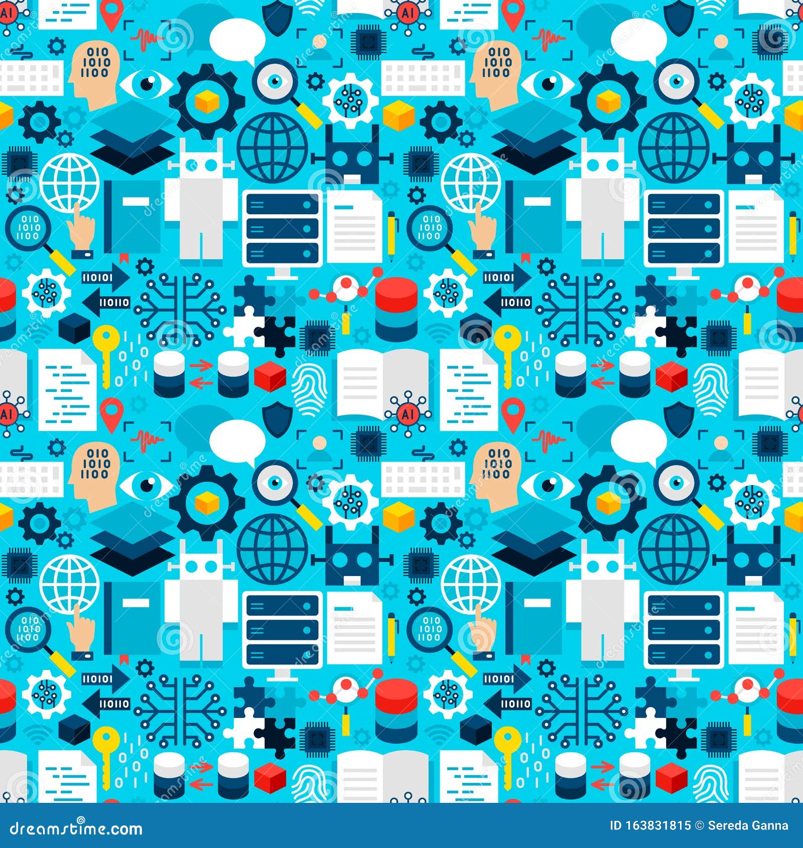 Robotics Tile Pattern stock vector. Illustration of network - 163831815