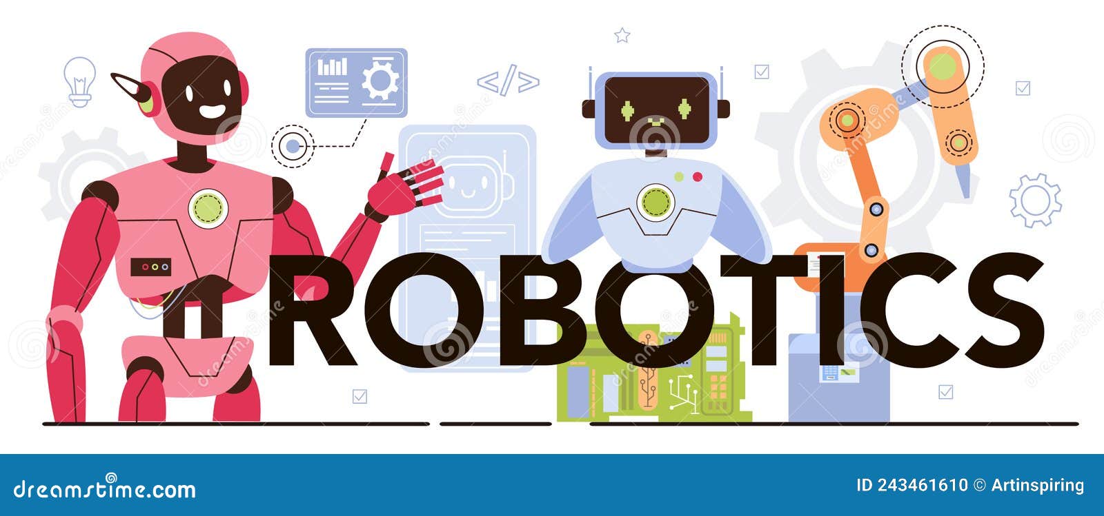 Robotics Typographic Header. Cyber Engineering, Robotics Constructing Stock Vector ...