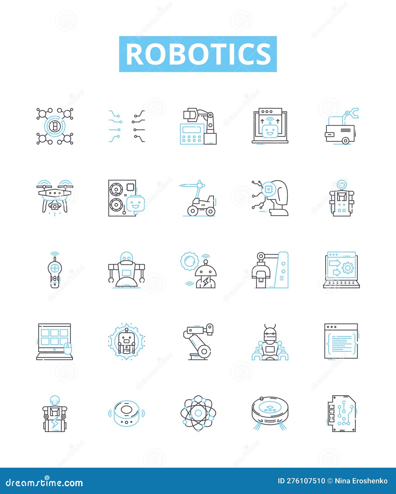 Robotics Vector Line Icons Set Robots Automation Ai Machine Learning Engineering Motion