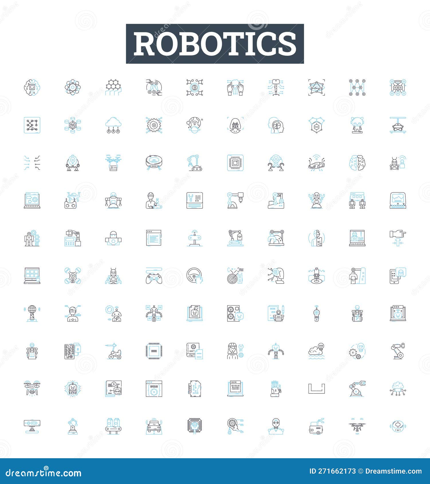 Robotics Vector Line Icons Set Robots Automation Ai Machine Learning Engineering Motion