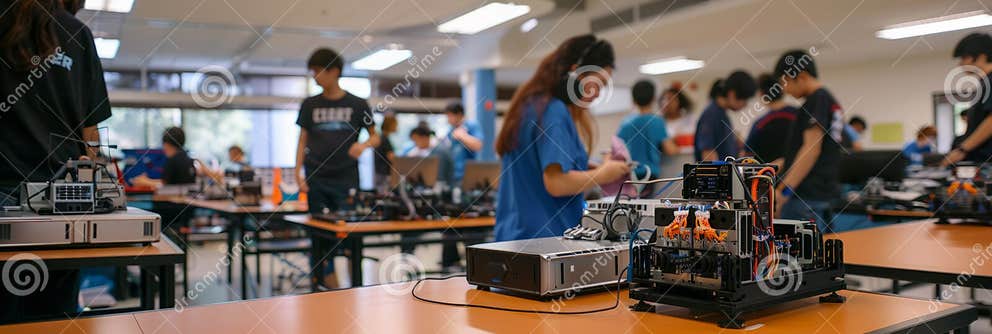 Robotics Workshop with Students Building and Programming Robots. Stock ... Robotics Workshop with Students Building and Programming Robots. Stock ...