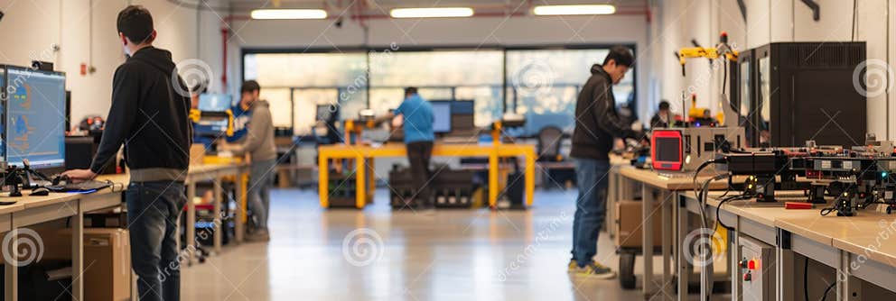 Robotics Workshop with Students Building and Programming Robots. Stock Image - Image of builder ...