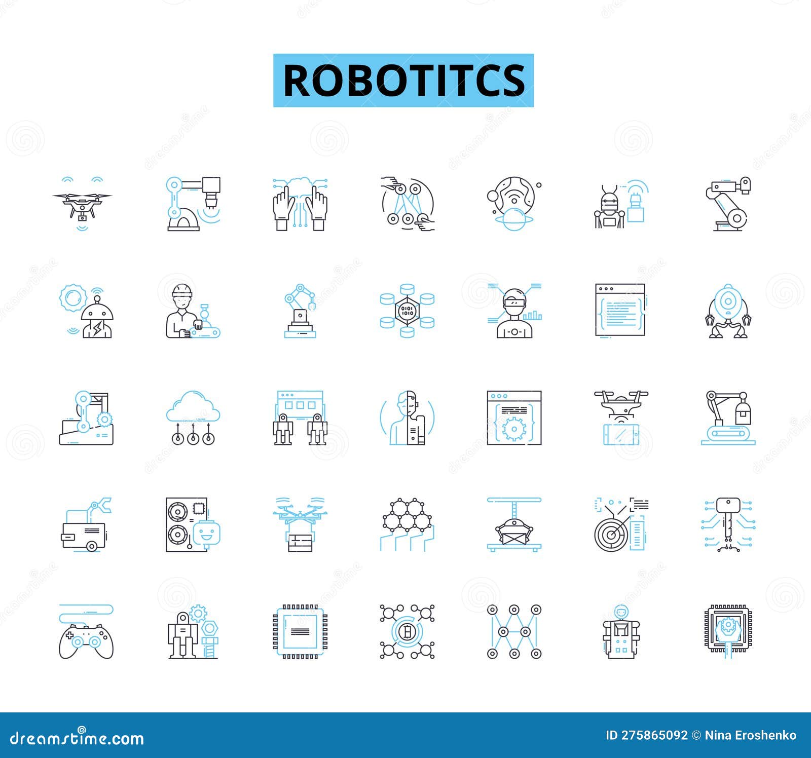Robotitcs Linear Icons Set. Automation, Mechanization, Artificial ...