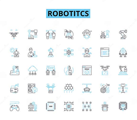 Robotitcs Linear Icons Set. Automation, Mechanization, Artificial ...