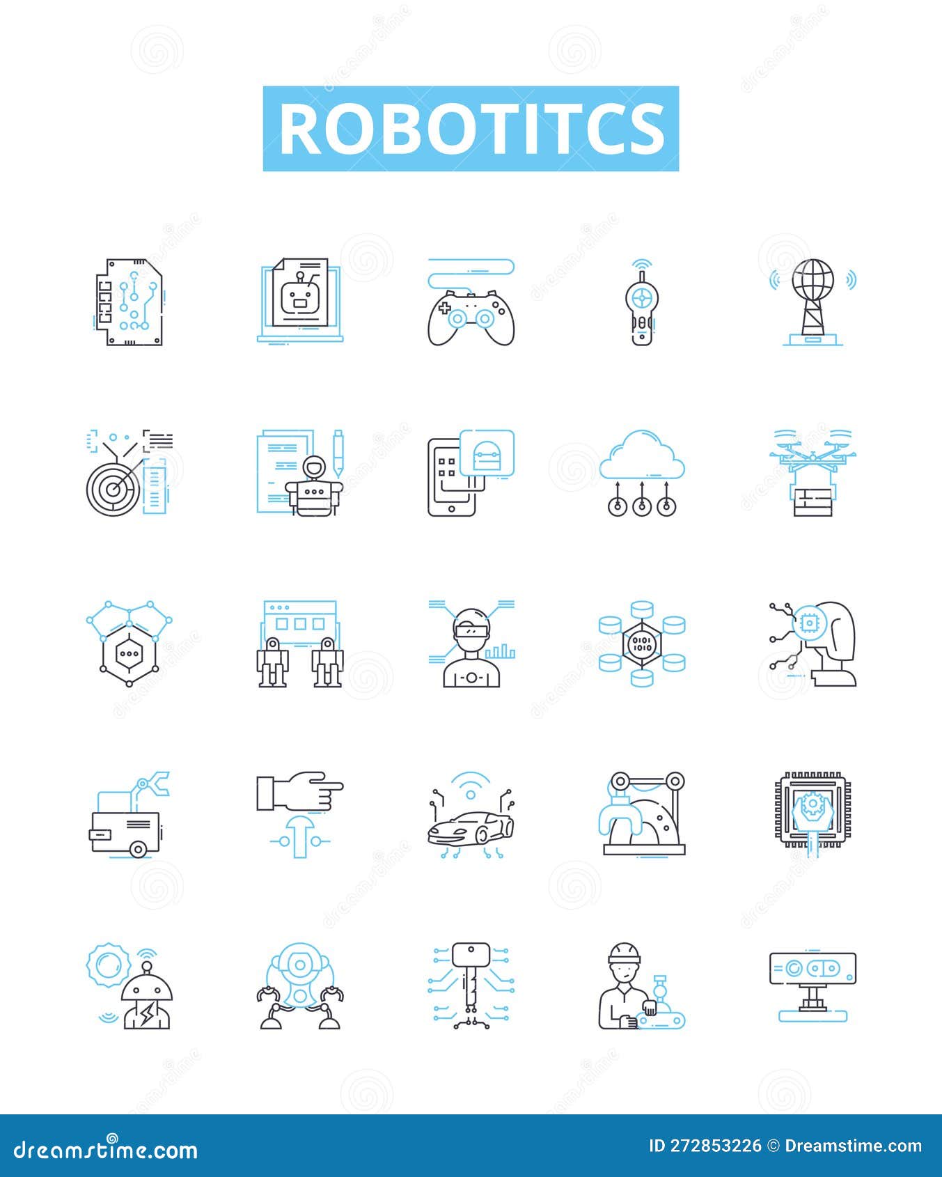 Robotitcs Vector Line Icons Set Robotics Automation Ai Programmable 8466
