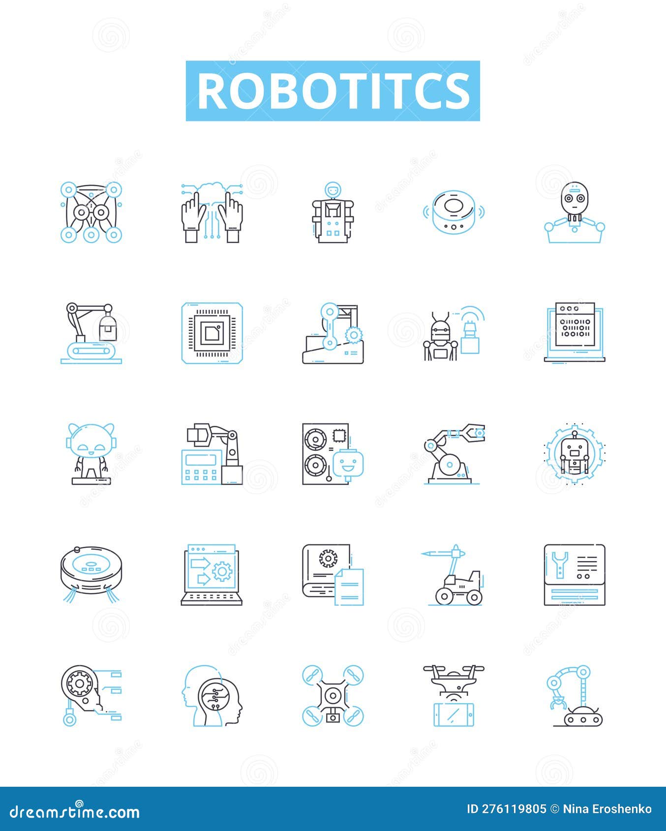 Robotitcs Vector Line Icons Set. Robotics, Automation, AI, Programmable, Machines, Autonomous ...