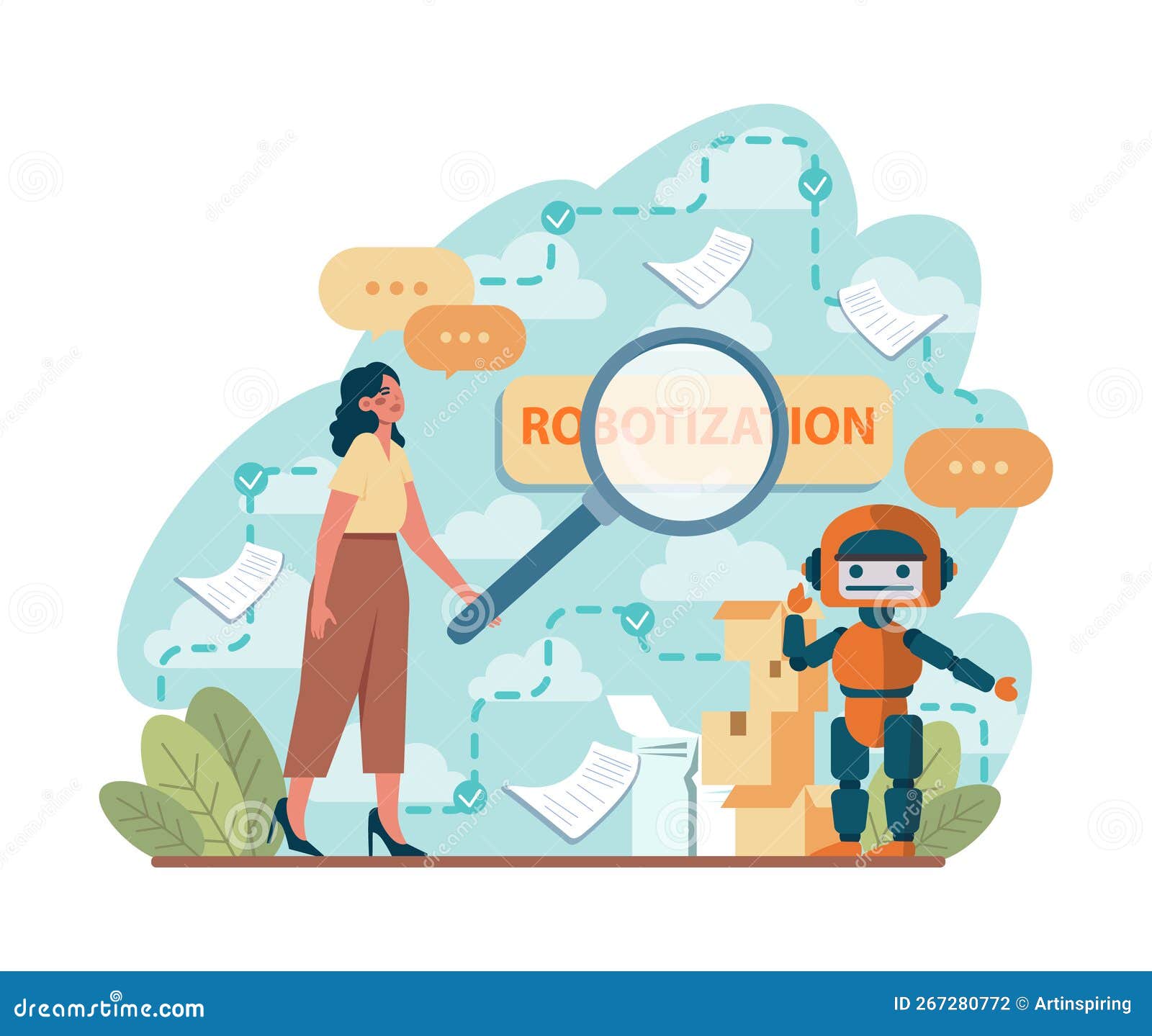 Robotization Concept. Artificial Intelligence As a Part of Human Stock ...