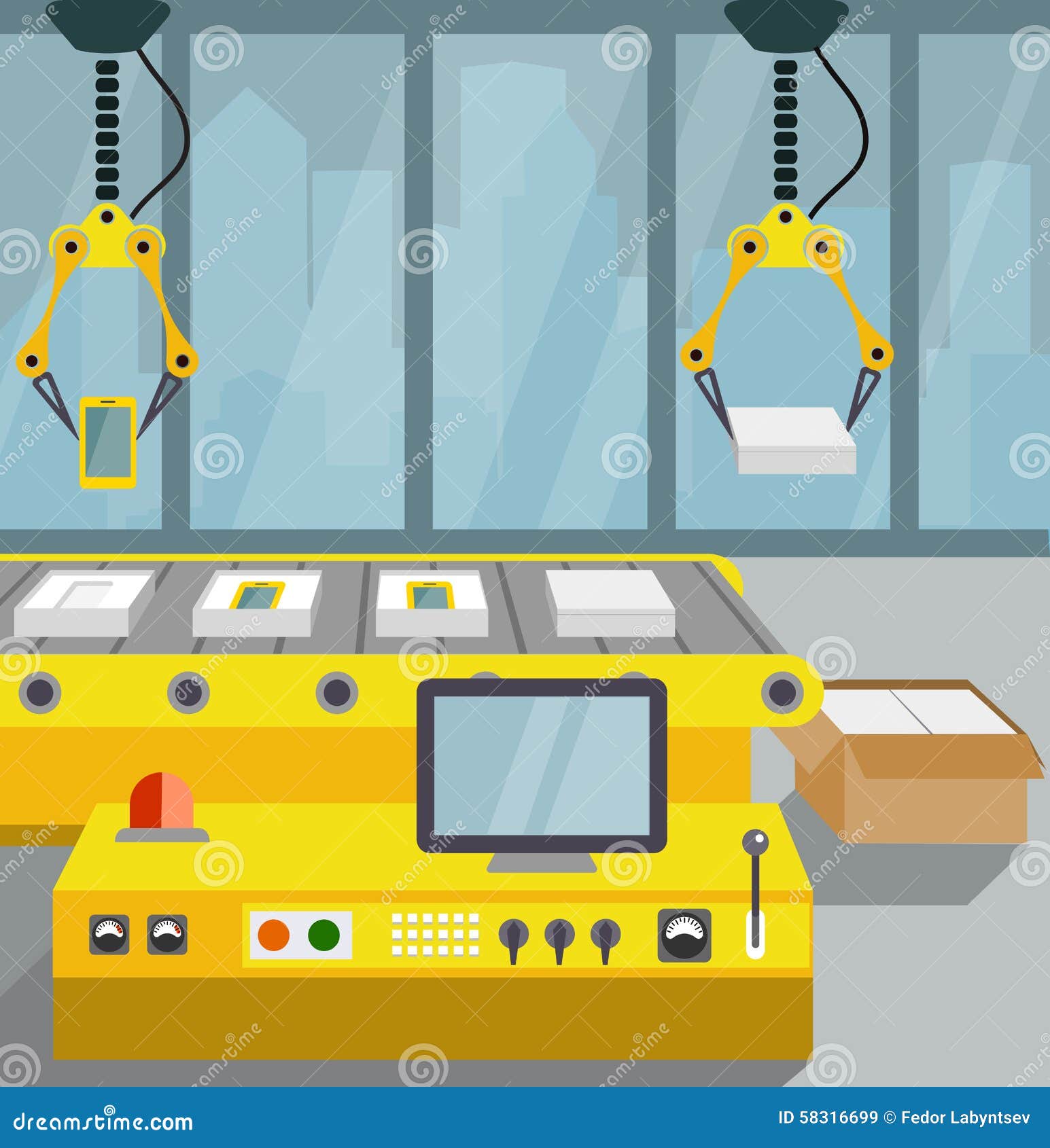 Robotized Line Assembly Robots Stock Illustrations – 3 Robotized Line ...