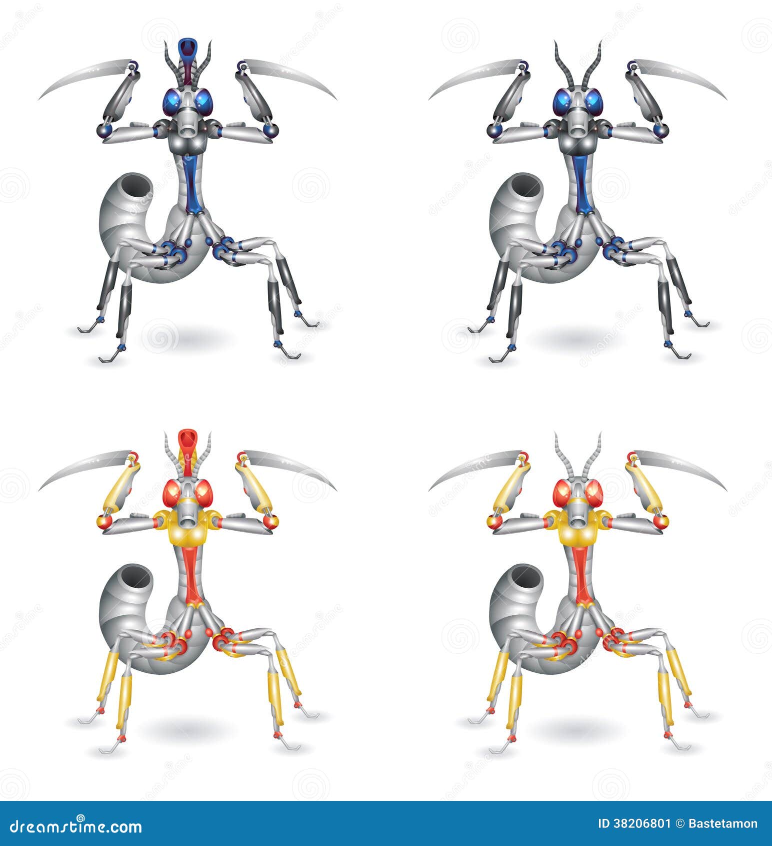 Battle Robots. Cartoon War Machines And Futuristic Soldier Exoskeleton ...